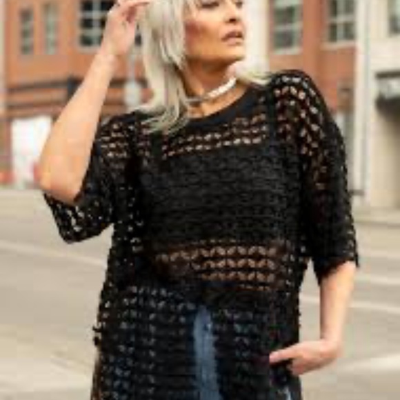 Kate Hewko | Tops | Nwt Kate Hewko Crochet Asymmetrical Tee | Poshmark